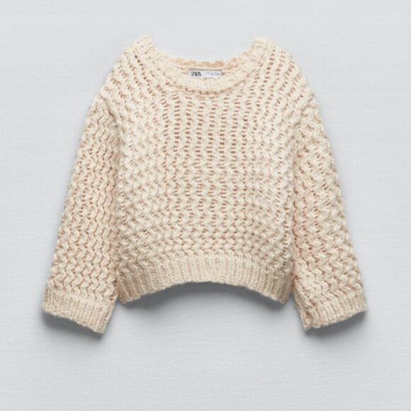 Zara | Sweaters | Nwt Wool Chunky Knit Crop Sweater | Poshmark